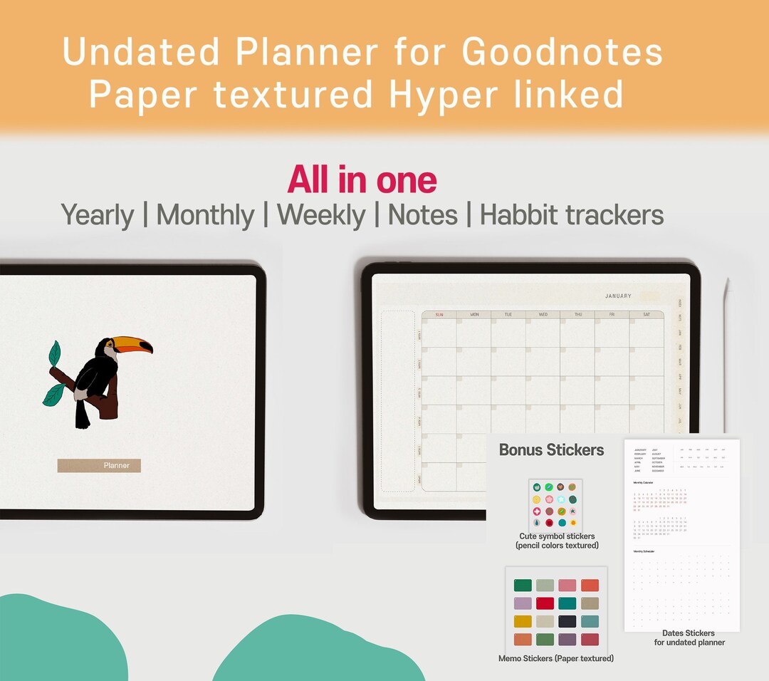 Digital Paper Textured Undated Planner Natural Mood Planner Hyper ...