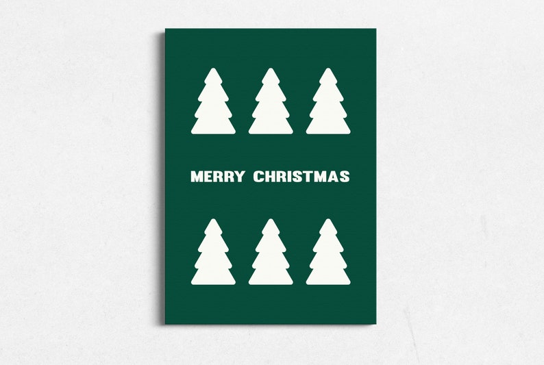 11 Printable Simple Merry Tree Card Green Red Christmas - Etsy