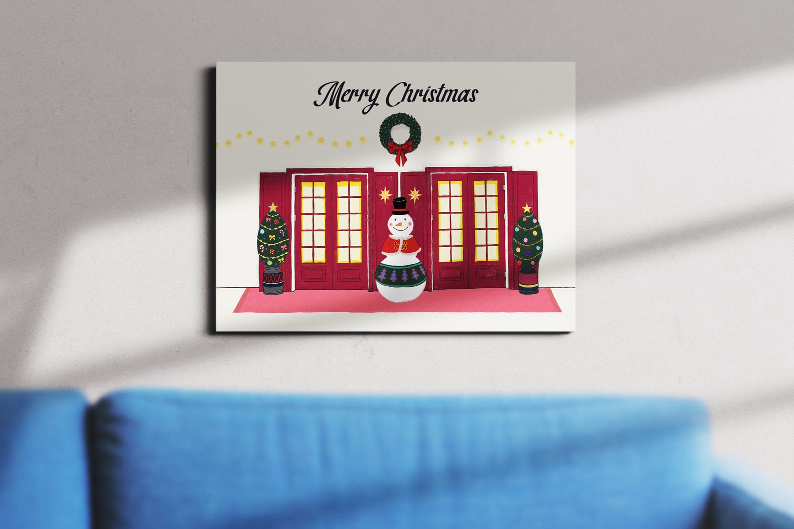 Printable Christmas Poster, Snowman and Trees - Etsy
