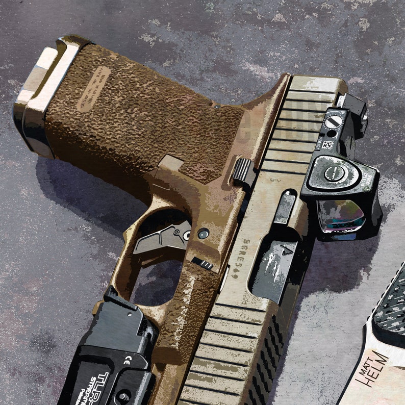 Art of the Gun - Glock 19X & Matt Helm Work Knife Art Print | Firearms ...