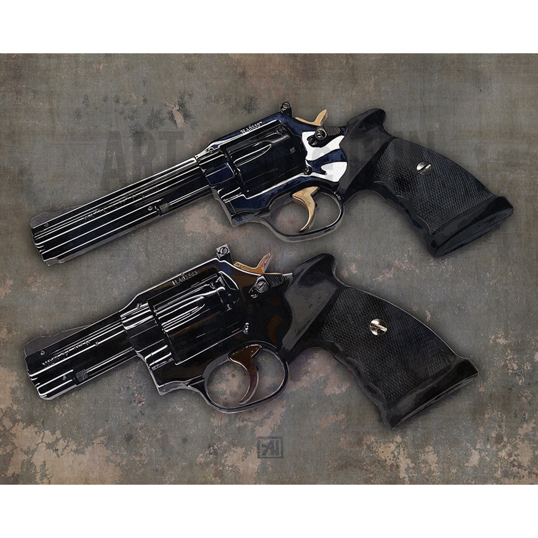 Beretta Manurhin MR73 - Pair of Revolvers | Gun Art Print | Firearms ...
