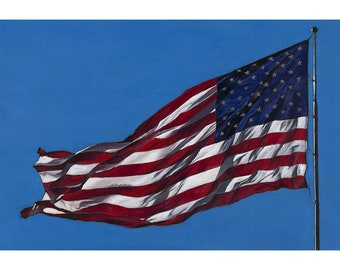 American Flag Art Print of Watercolor Painting Flag Art - Etsy