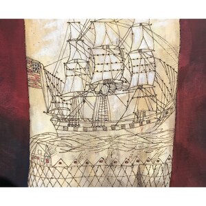 Scrimshaw Whale Tooth Original Painting on Wood Board | Americana ...