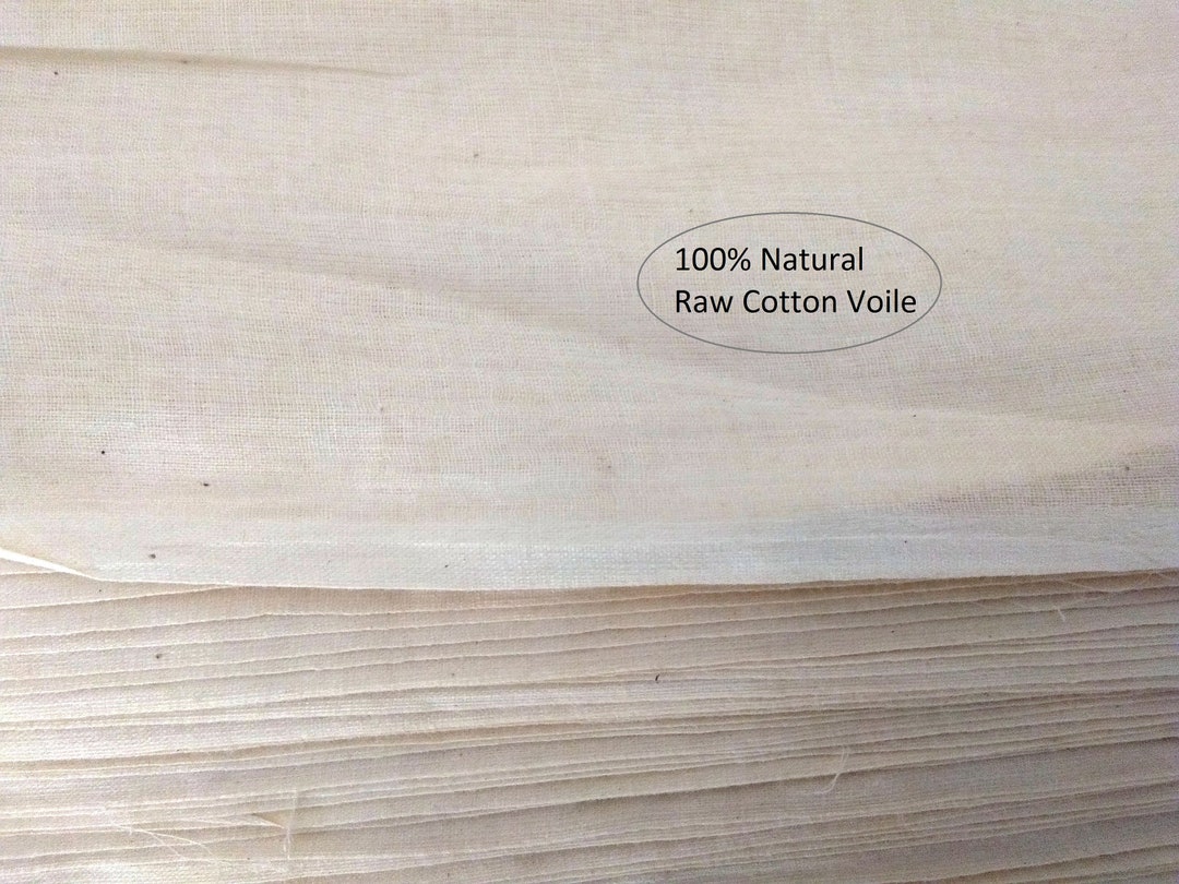 100% Natural Raw Cotton Voile Fabric by the Yard| Greige Voile Sheer ...