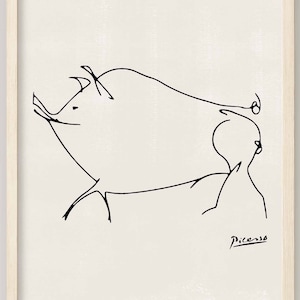 Picasso Pig Drawing Printable Wall Art Pablo Picasso Print | Etsy