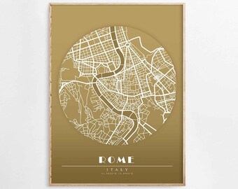 Rome City Map Art - Etsy