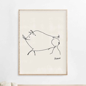 Picasso Pig Drawing Printable Wall Art Picasso Poster - Etsy