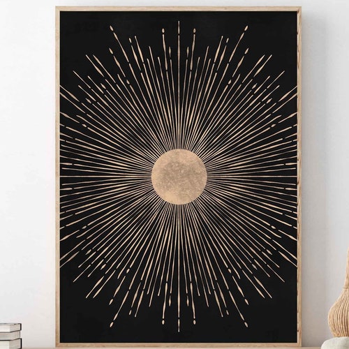 Sunburst Print Boho Sun Printable Wall Art Abstract Sun Rays | Etsy