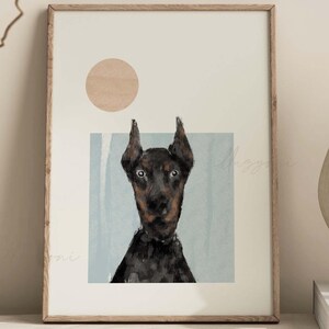 Black Doberman Poster, Printable Wall Art, Neutral Earth Tones, Nursery ...