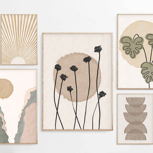 Boho Abstract Set of 3 Prints Printable Wall Art Boho Decor - Etsy