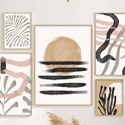 Boho Abstract Set of 5 Prints Printable Wall Art Boho Decor - Etsy