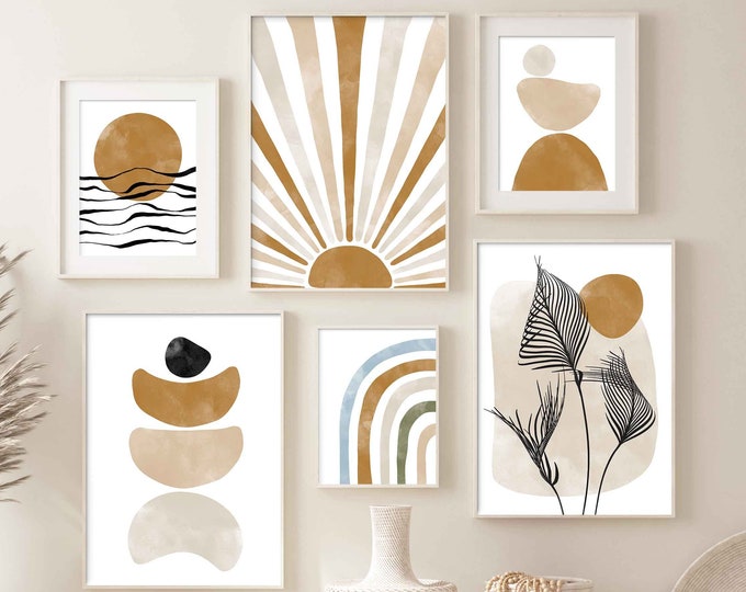 Boho Abstract Set of 6 Prints Printable Wall Art Boho Decor - Etsy