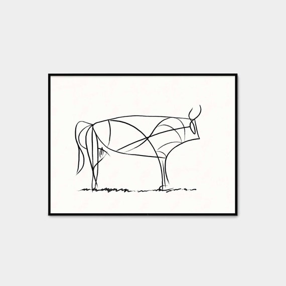 Picasso One Line Drawing Abstrsact Deconstructed Bull | Etsy