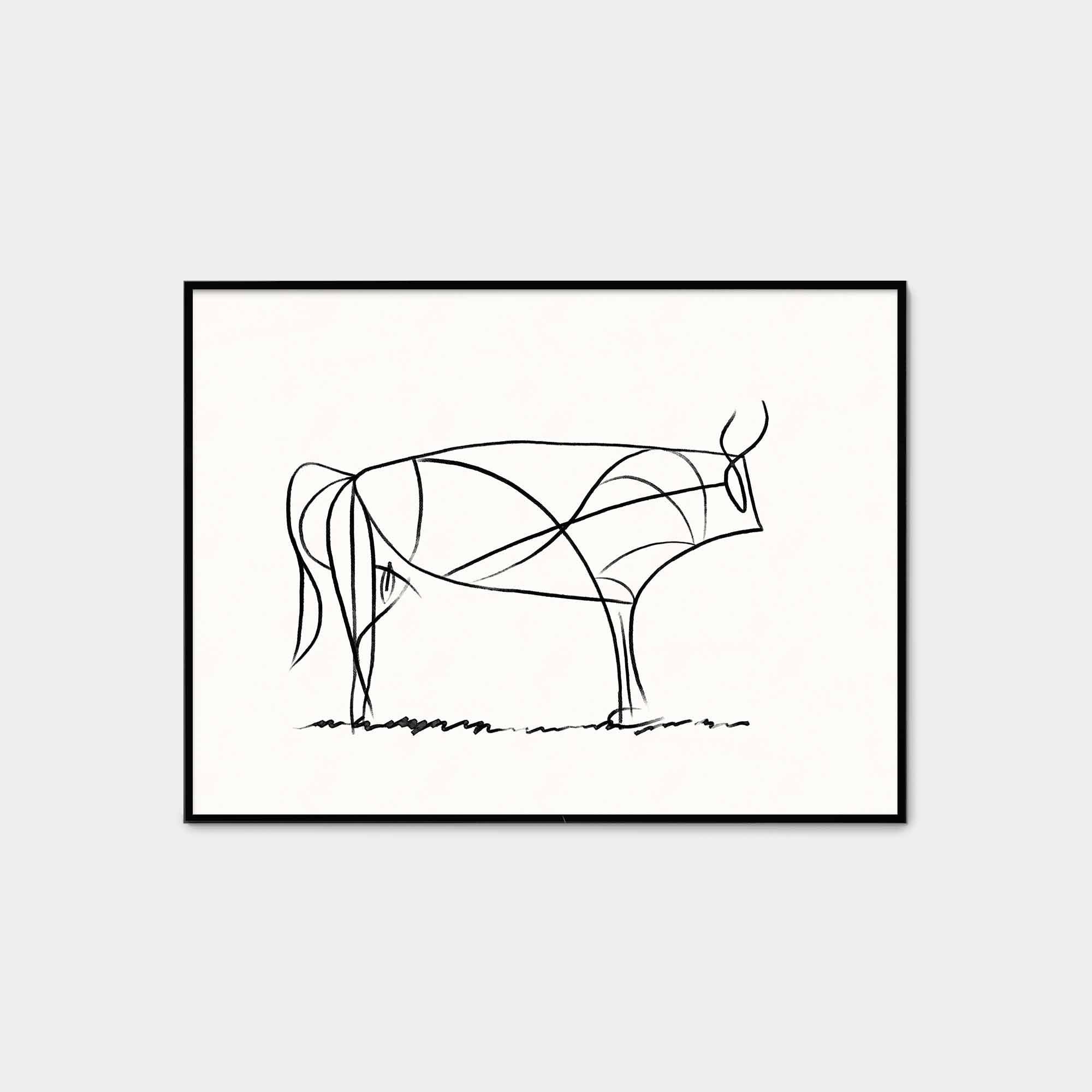 Picasso One Line Drawing Abstrsact Deconstructed Bull | Etsy