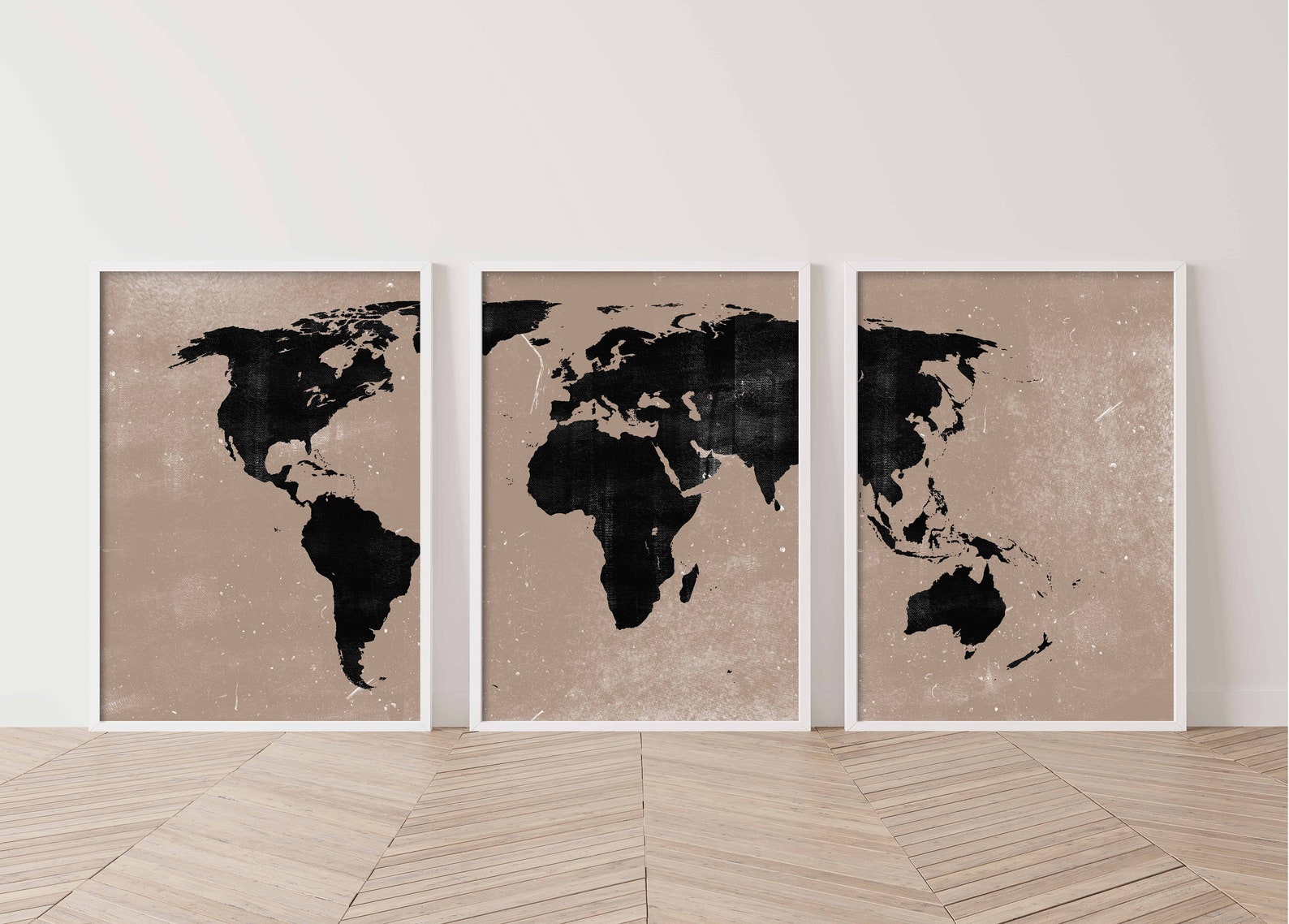 World Map Set of 3 Prints Printable Wall Art World Piece - Etsy