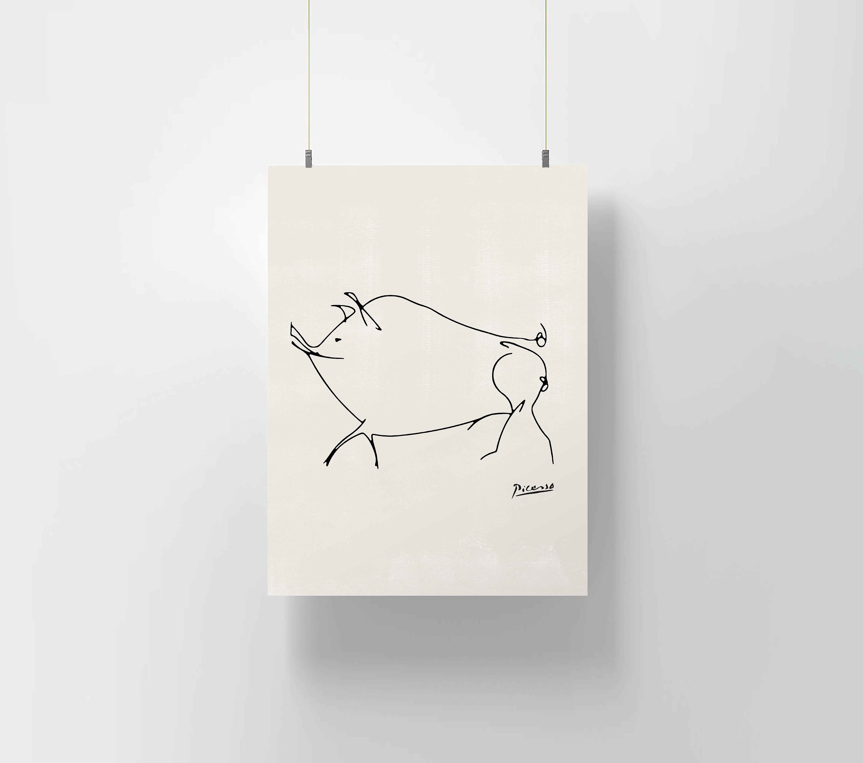 Picasso Pig Drawing Printable Wall Art Picasso Poster - Etsy
