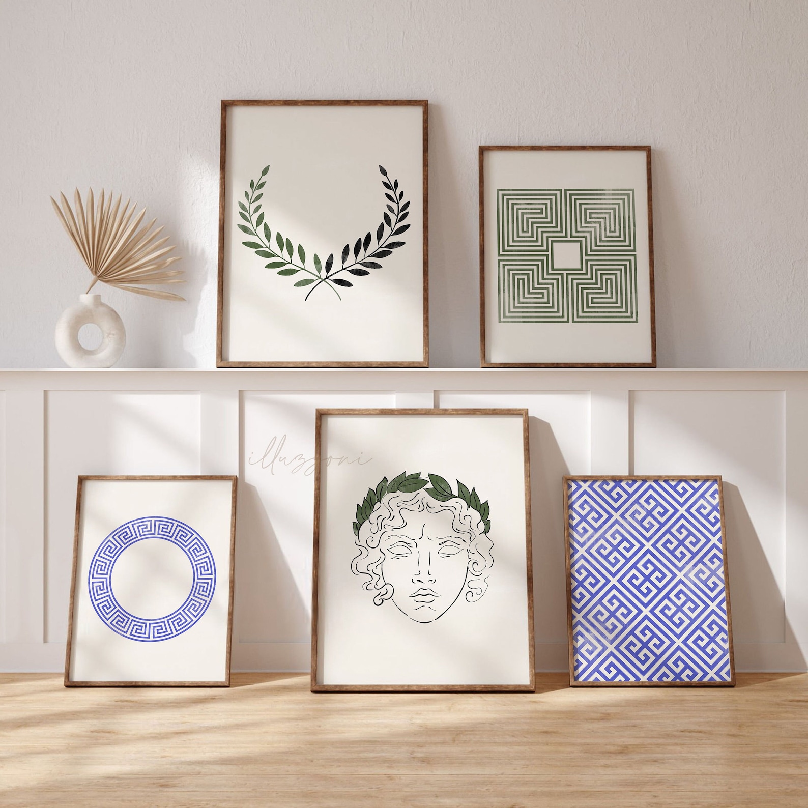 Minimal Greek Style Set of 5 Prints, Bust Statue, Printable Wall Art ...