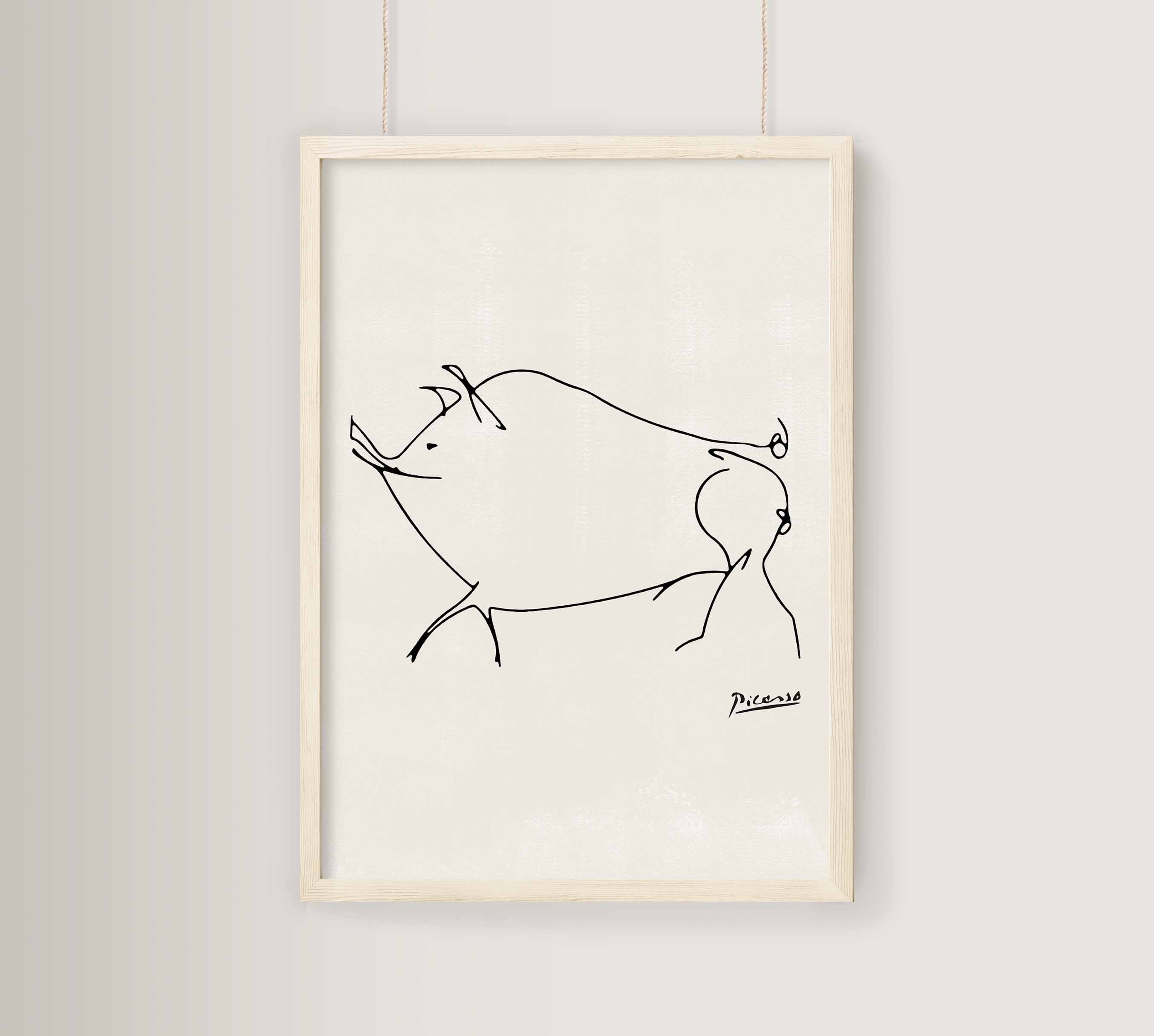 Picasso Pig Drawing Printable Wall Art Pablo Picasso Print | Etsy