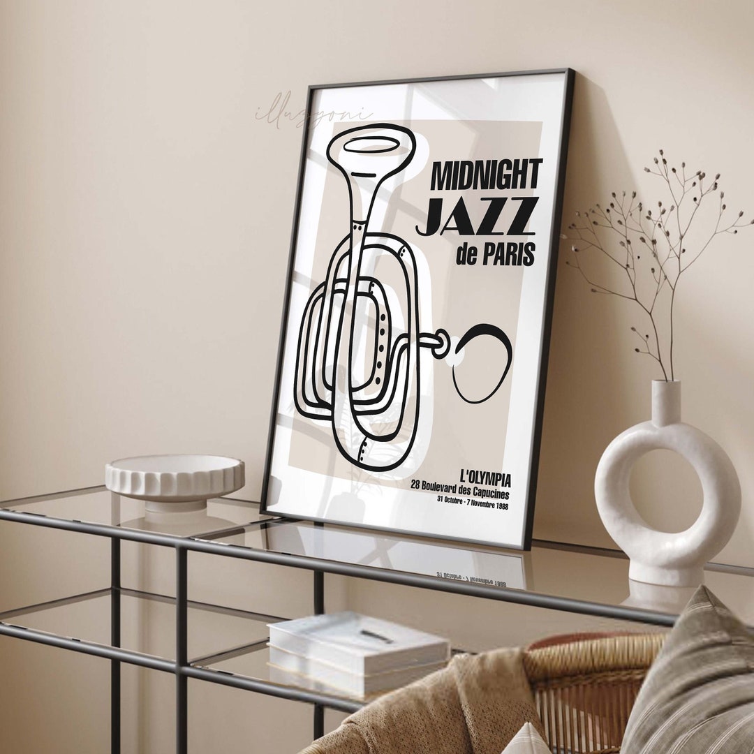Jazz Music Poster, Printable Wall Art, Vintage Jazz Poster, Retro ...
