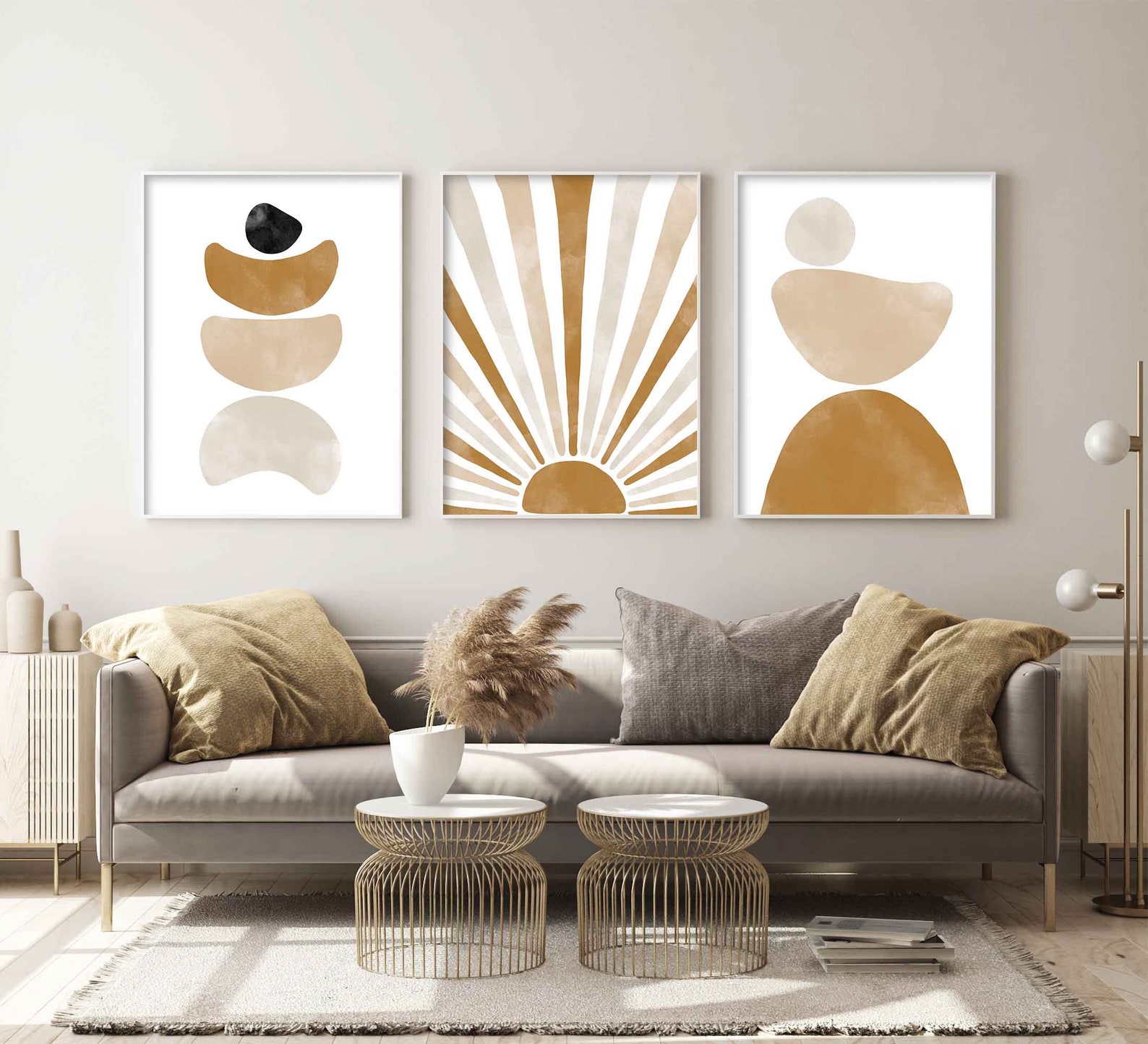 Boho Abstract Set of 5 Prints Printable Wall Art Boho Decor | Etsy