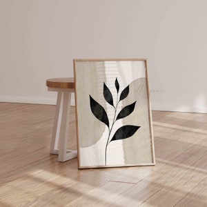 Boho Botanical Leaf Drawing, Printable Wall Art, Modern, Minimalist ...