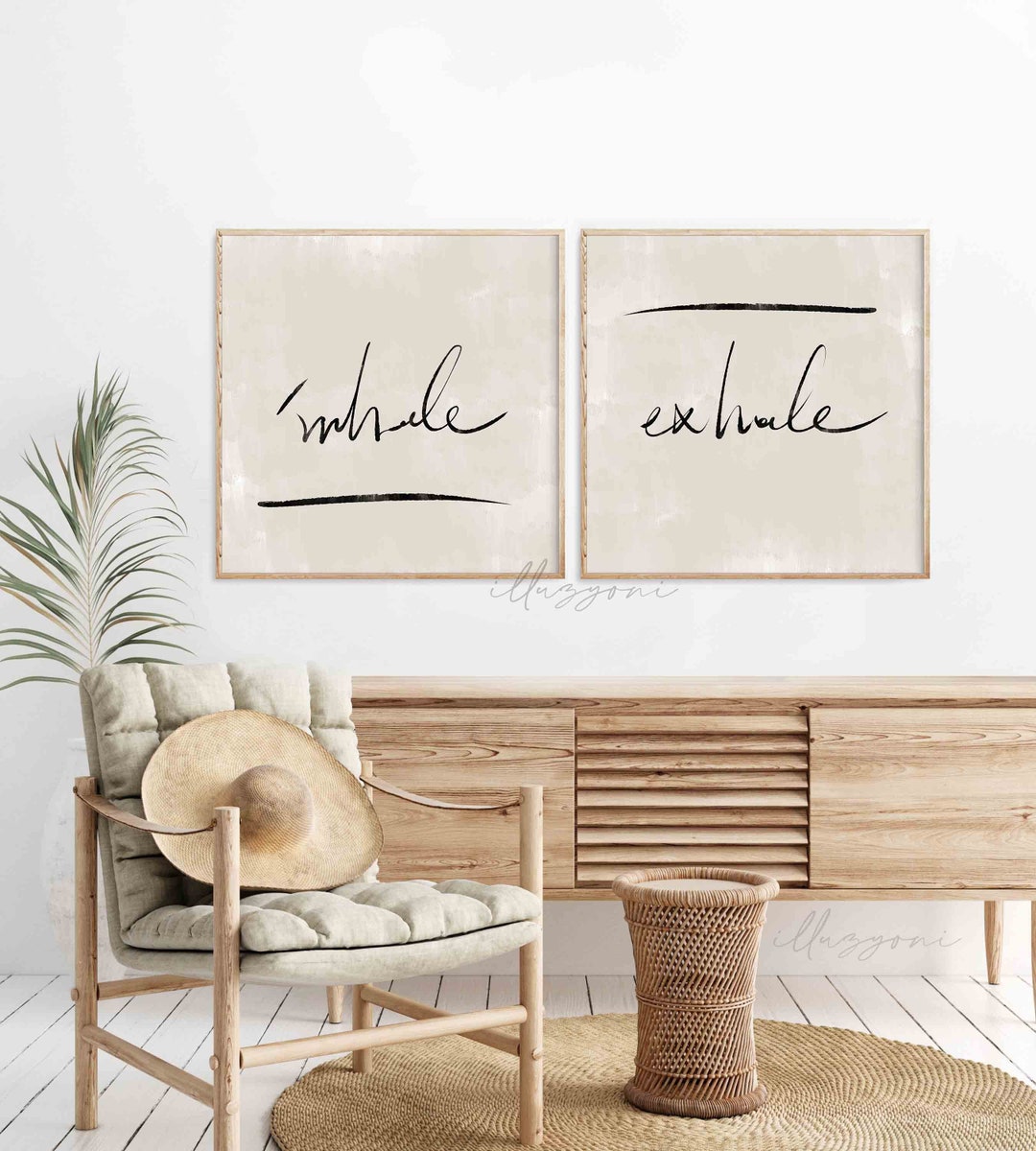 Inhale Exhale Sign Drawing Printable Wall Art Neutral Earth - Etsy