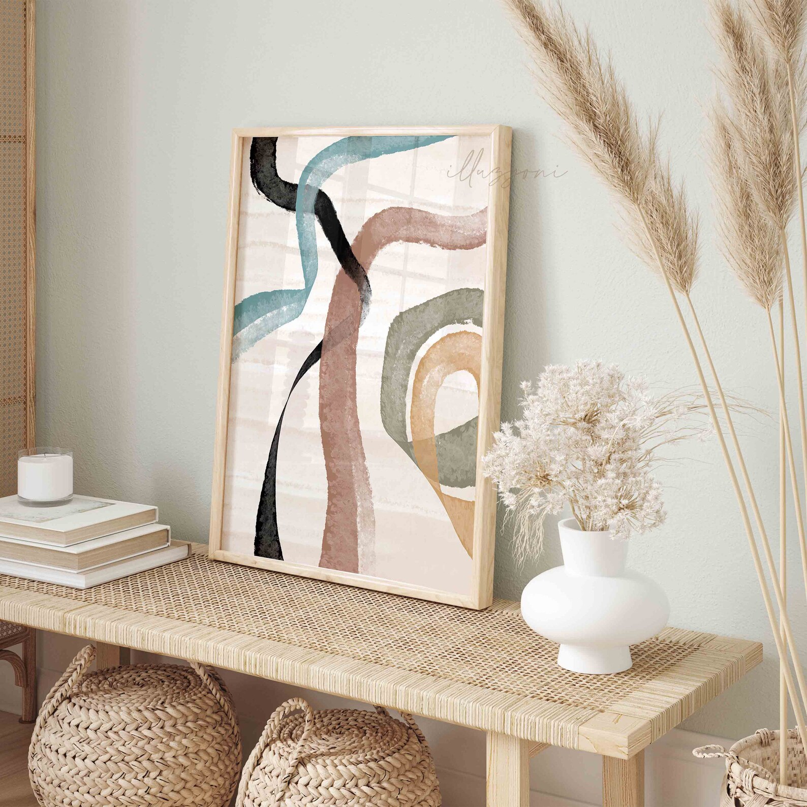 Boho Abstract Set of 6 Prints, Printable Wall Art, Boho Decor, Gallery ...