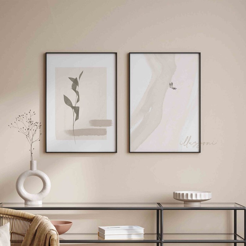 Abstract Set of 2, Two People Print, Botanical Wall Art , Printable ...