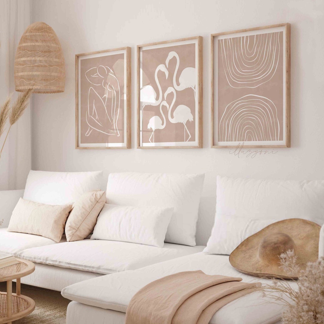 Boho Pink Set von 3 Prints, Mid Century, moderne Wandkunst, druckbares Poster, Henri Matisse ...