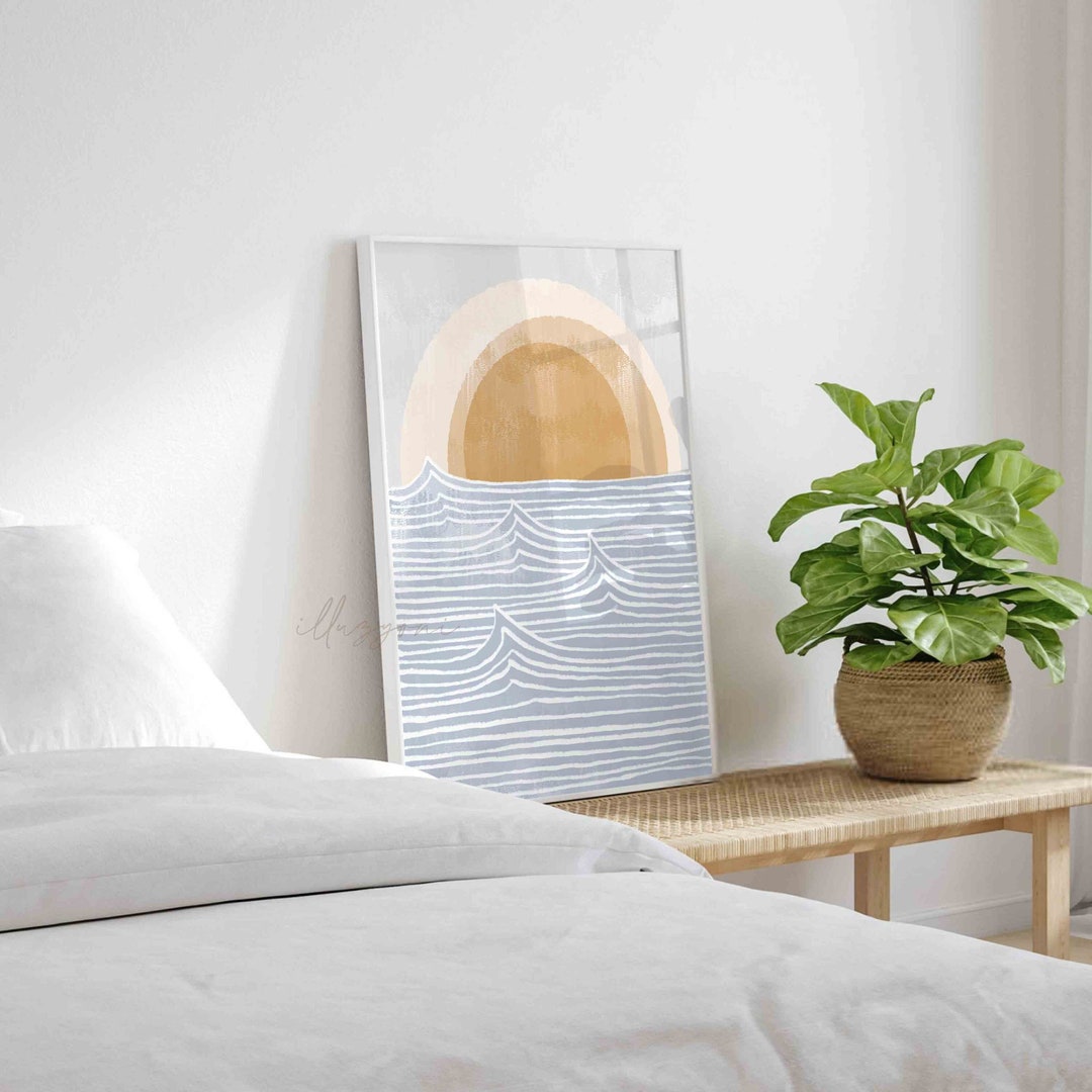 Landscape Poster, Printable Wall Art, Ocean Waves Poster, Boho Home ...