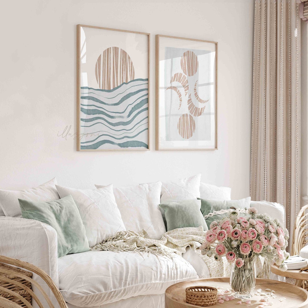 Boho Wall Art, Set of 2, Ocean Poster, Nursery Print, Sea Wall Art ...