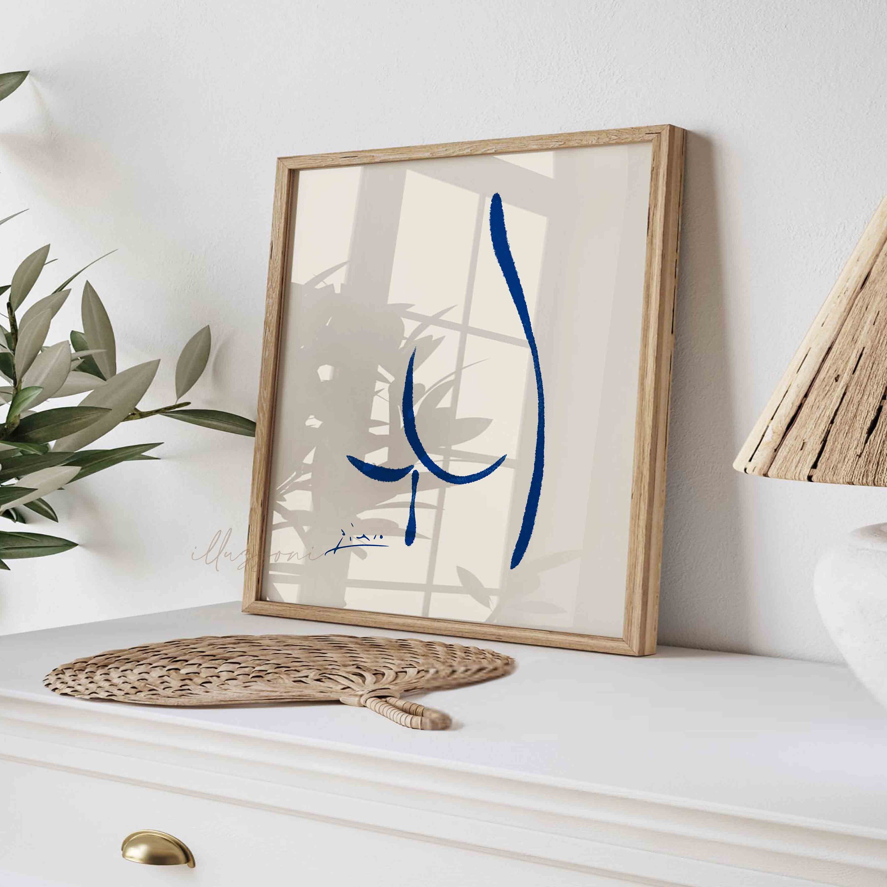 Blue Drawing, One Line Sketch, Printable Wall Art, Picasso Print ...