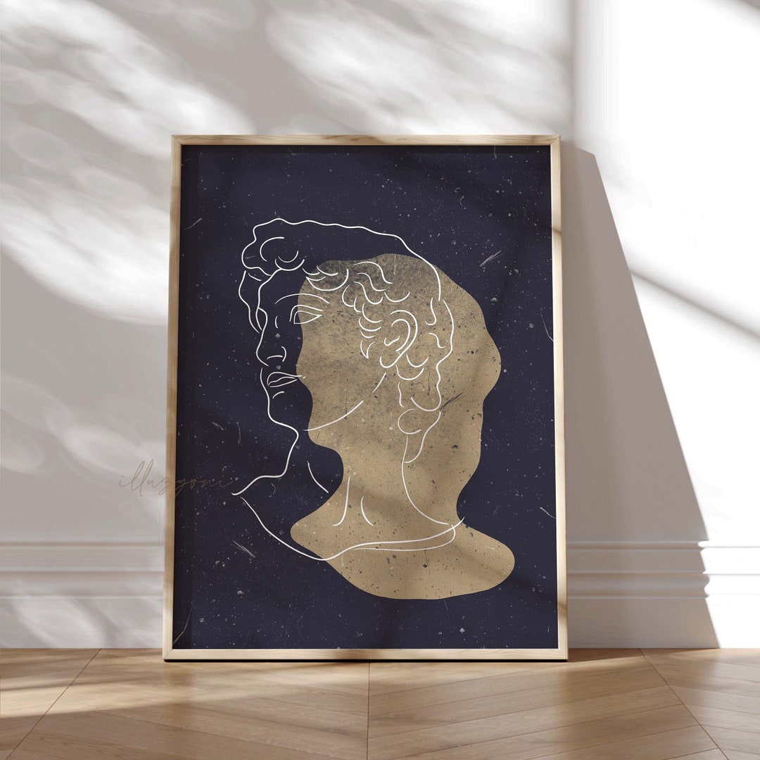 Abstract Greek Style Poster, Printable Wall Art, Ancient Head Print ...