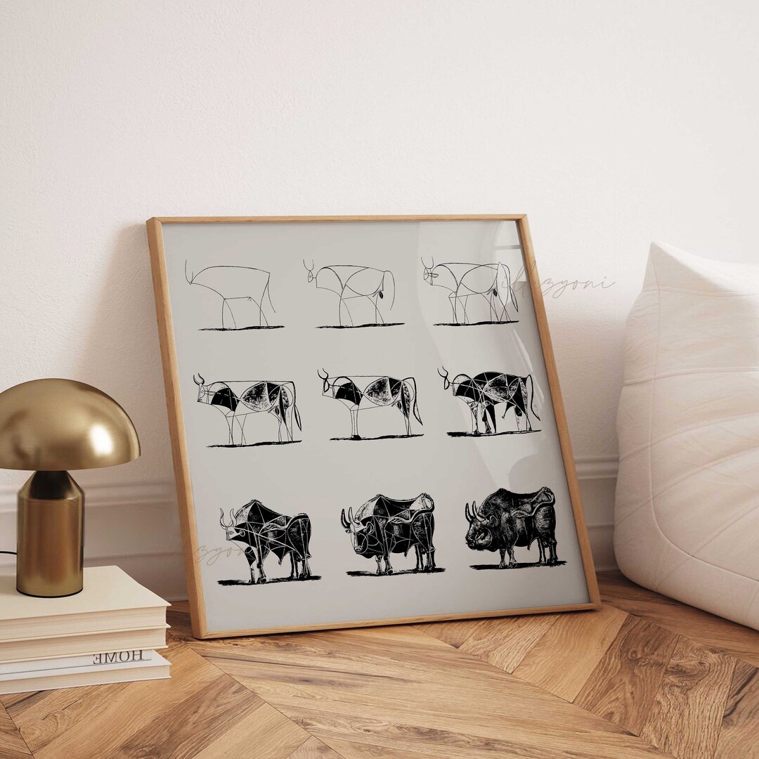 Bull Evolution Poster, Printable Wall Art, Museum Exhibition Poster ...