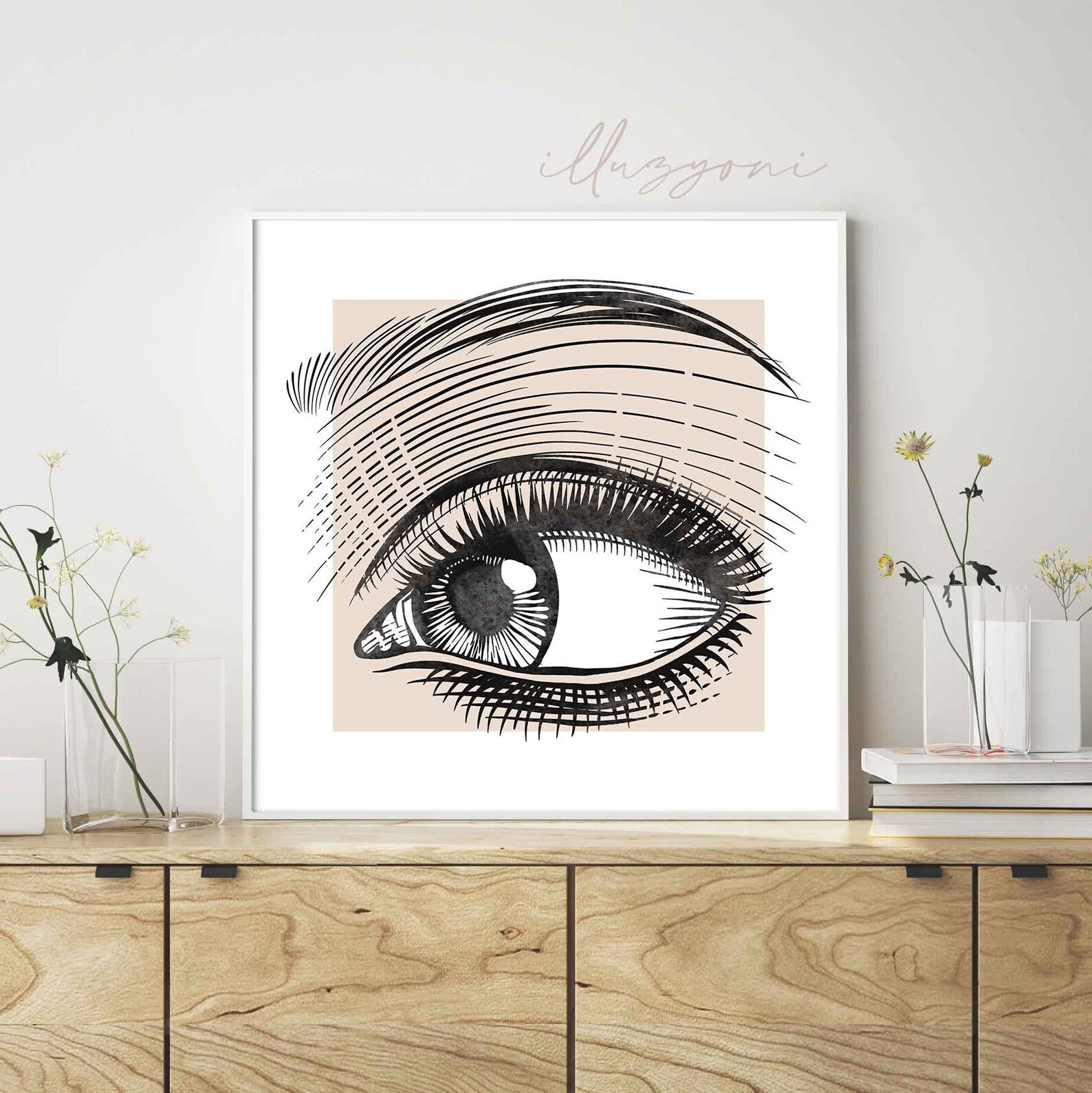 Horizontal Woman Eye Poster, One Line Drawing, Printable Wall Art ...