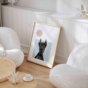 Black Doberman Poster, Printable Wall Art, Neutral Earth Tones, Nursery ...