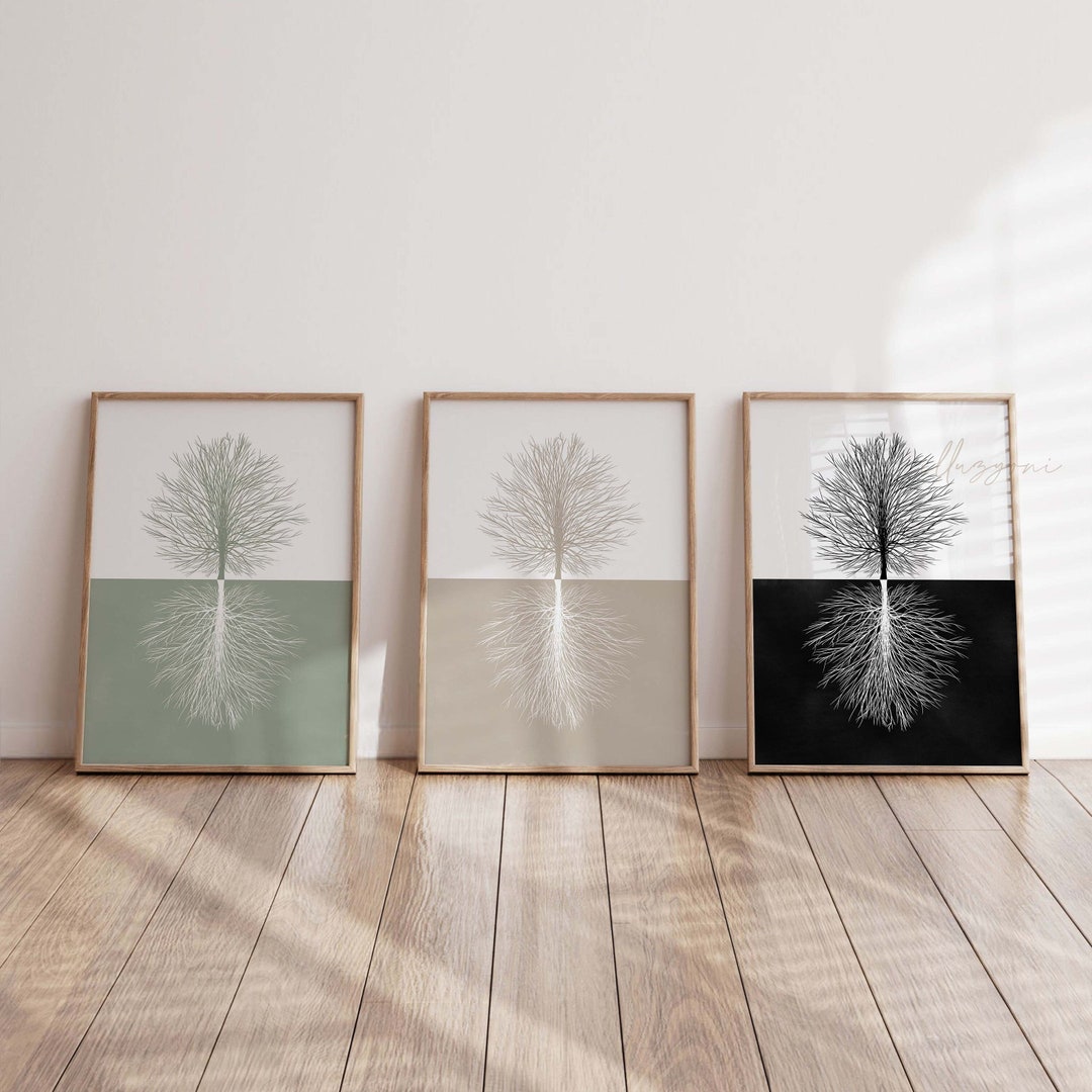 Abstract Tree Poster, Set of 3, Boho Botanical Wall Art, Printable Wall ...