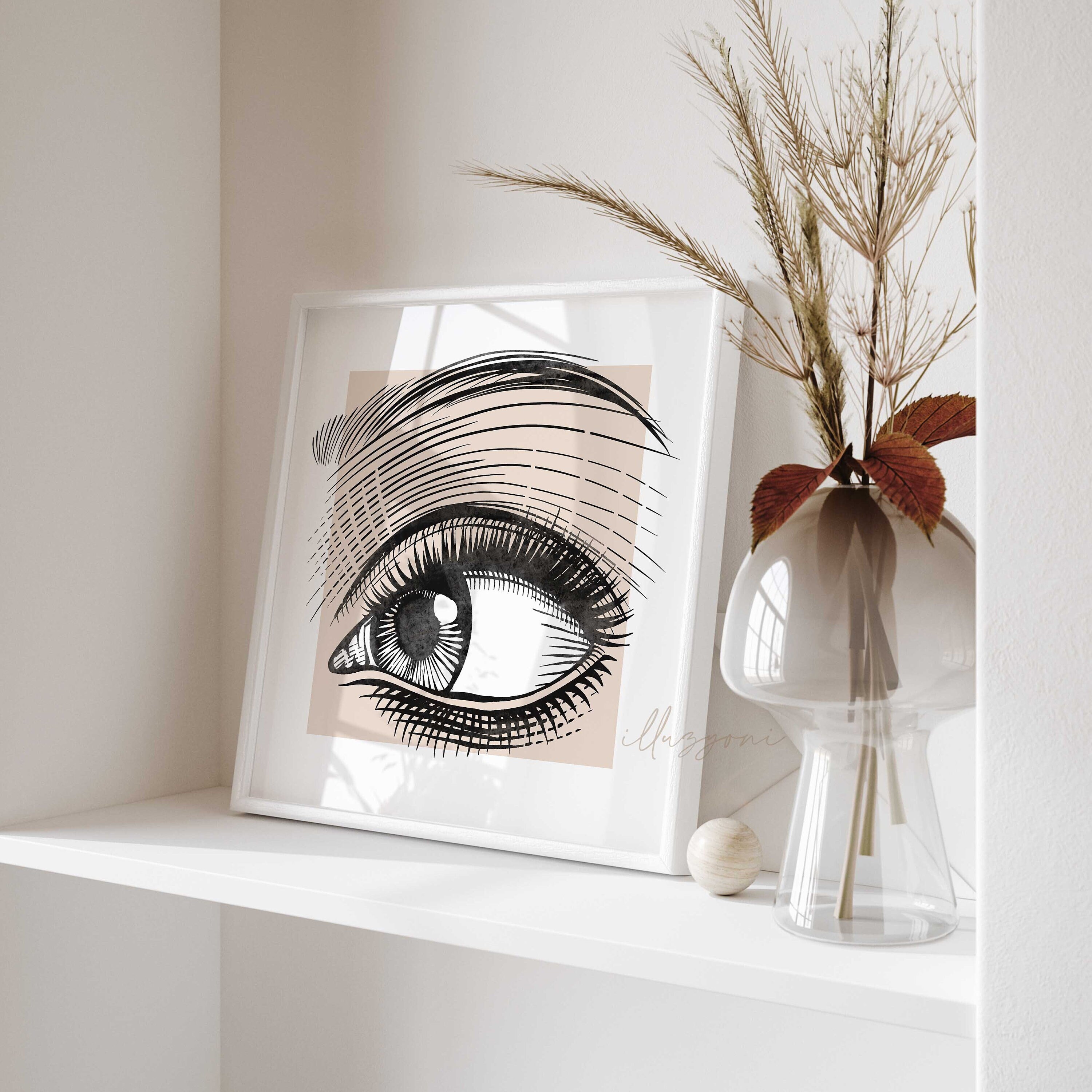Horizontal Woman Eye Poster, One Line Drawing, Printable Wall Art ...