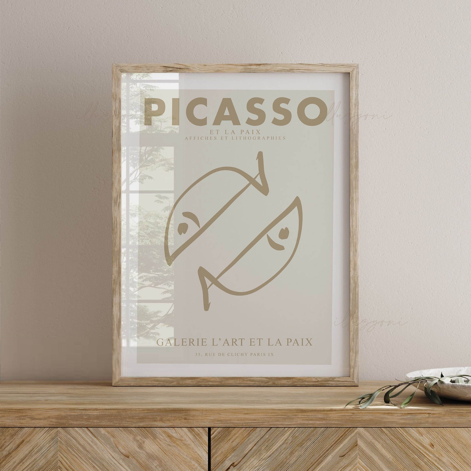 Picasso Fish Drawing, Printable Wall Art, Picasso Poster, Living Room ...