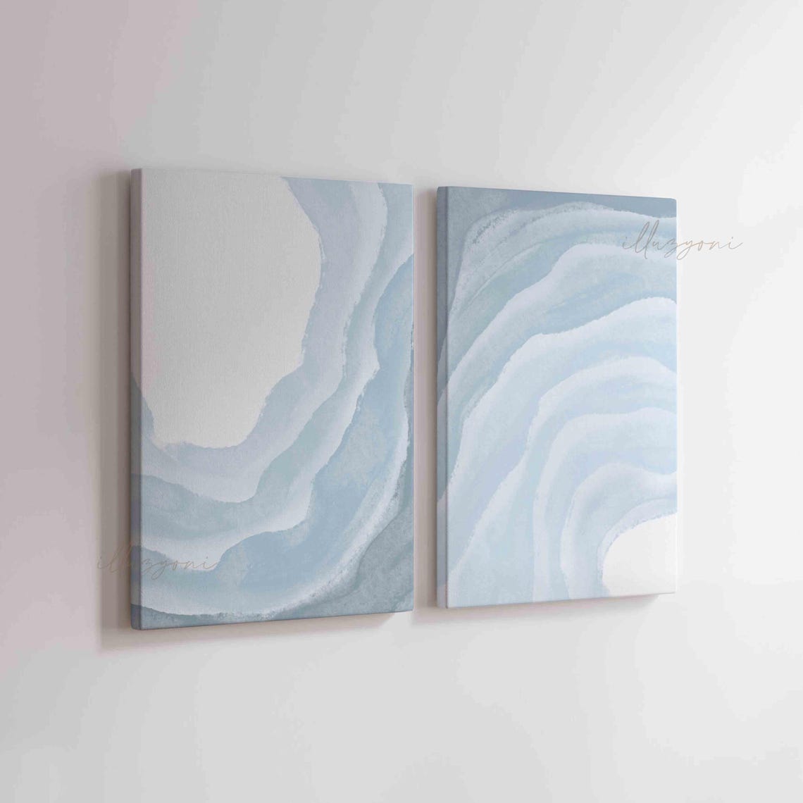 Abstract Blue Waves Drawing, Printable Wall Art, Blue Ocean, Landscape ...