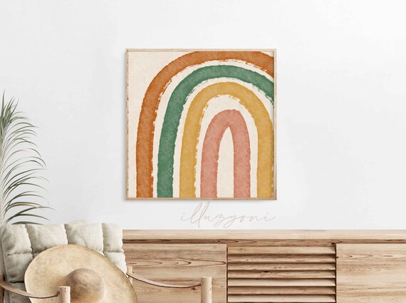 Boho Wall Art Rainbow Print Living Room Decor Whimsical - Etsy