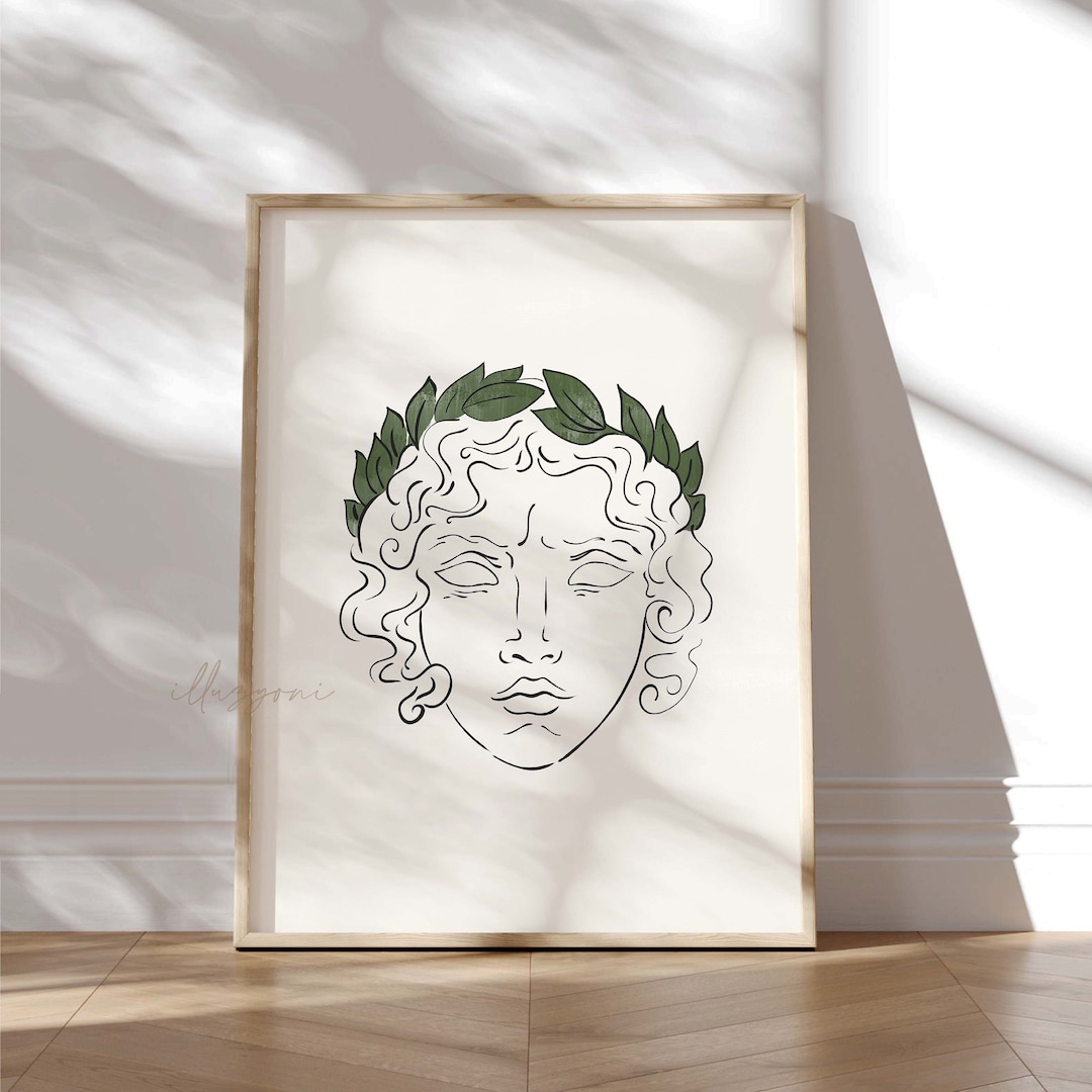 Greek Style Poster, Greek God Bust Statue, Printable Wall Art ...