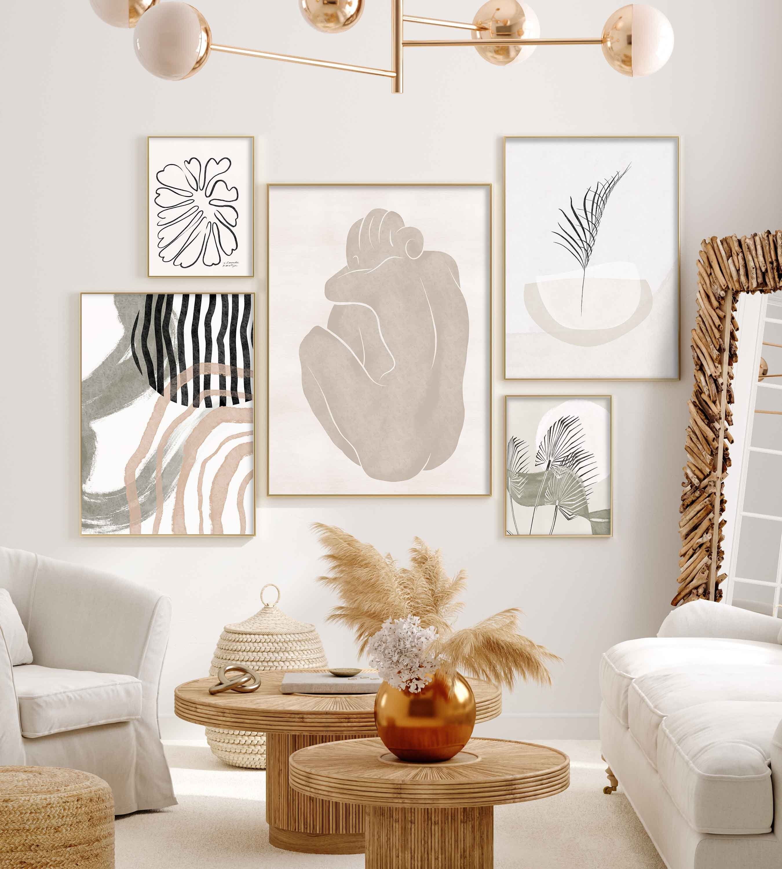 Abstract Wall Art, Set of 5 Print, Printable Wall Art, One Line ...