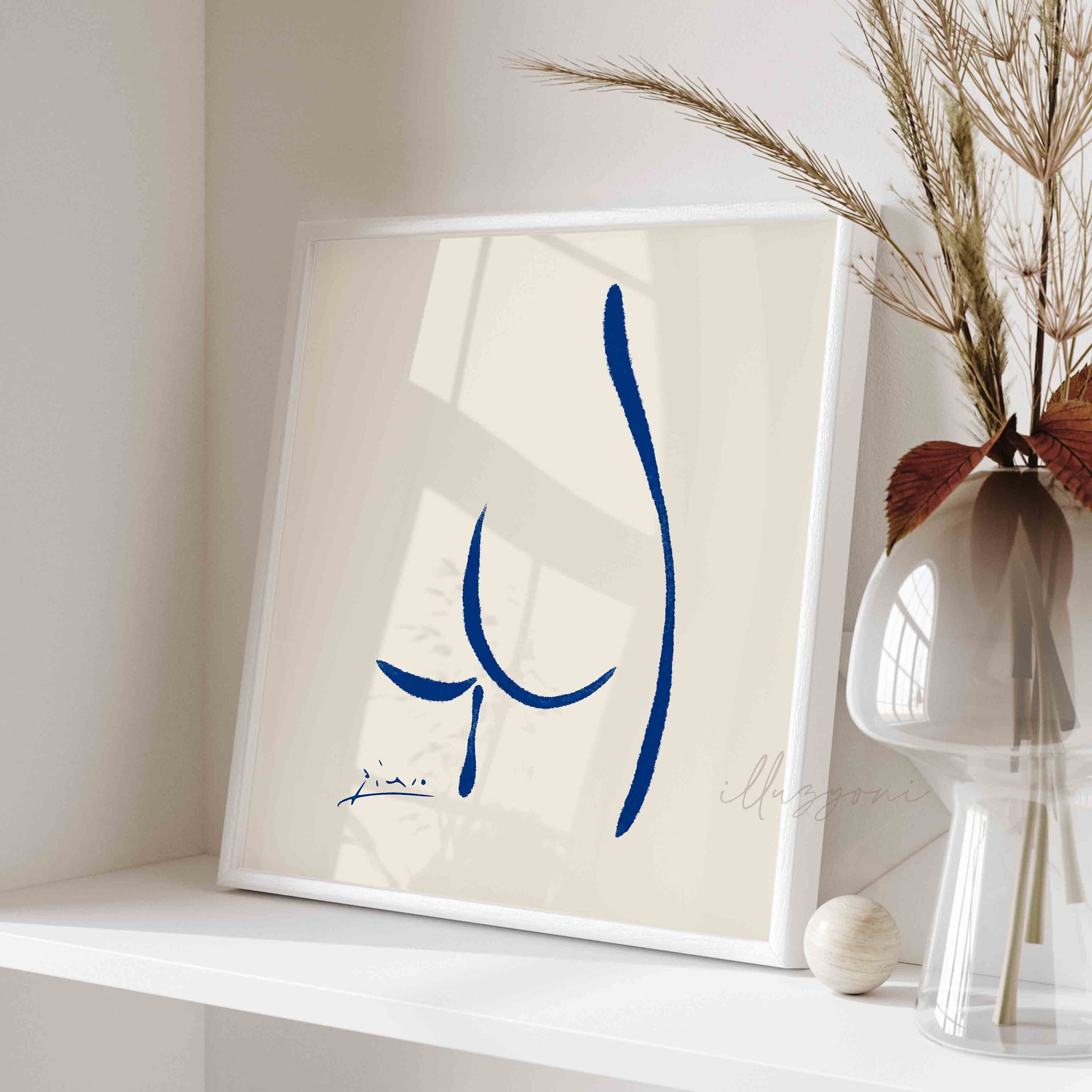 Blue Drawing, One Line Sketch, Printable Wall Art, Picasso Print ...