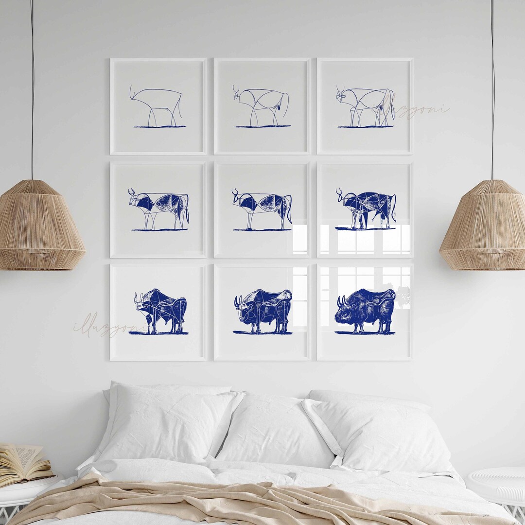 Blue Bull Evolution Set of 9 Prints, Printable Wall Art, Museum ...