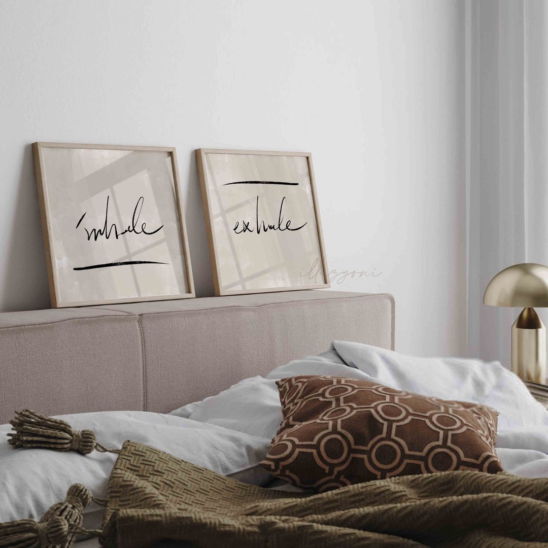 Inhale Exhale Sign Drawing, Printable Wall Art, Neutral Earth Tones ...