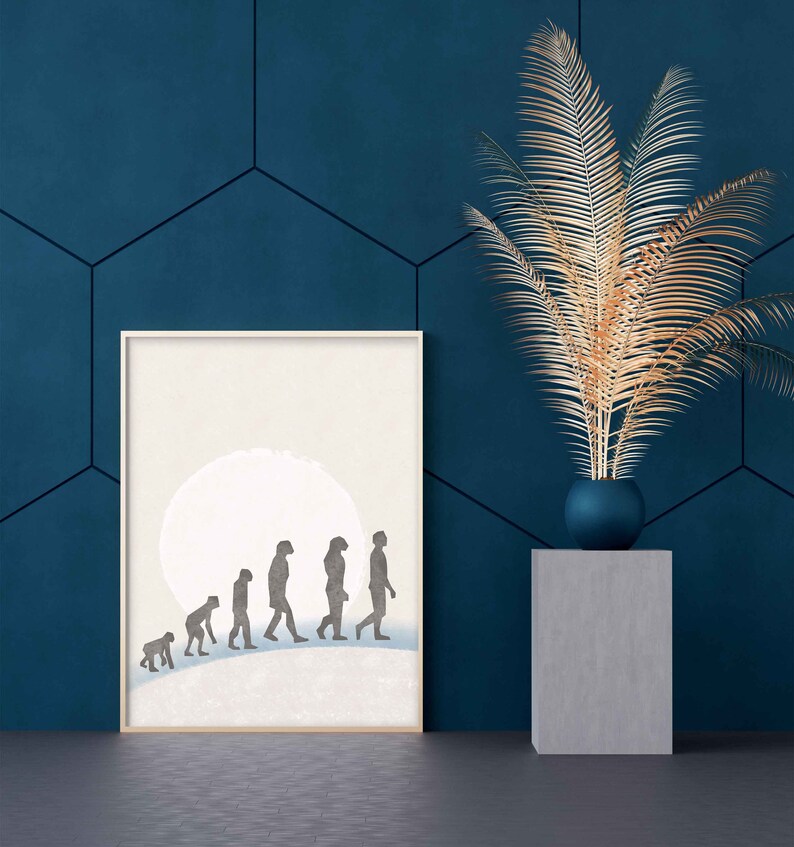 Human Evolution Sunset Silhouette Printable Wall Art Modern | Etsy