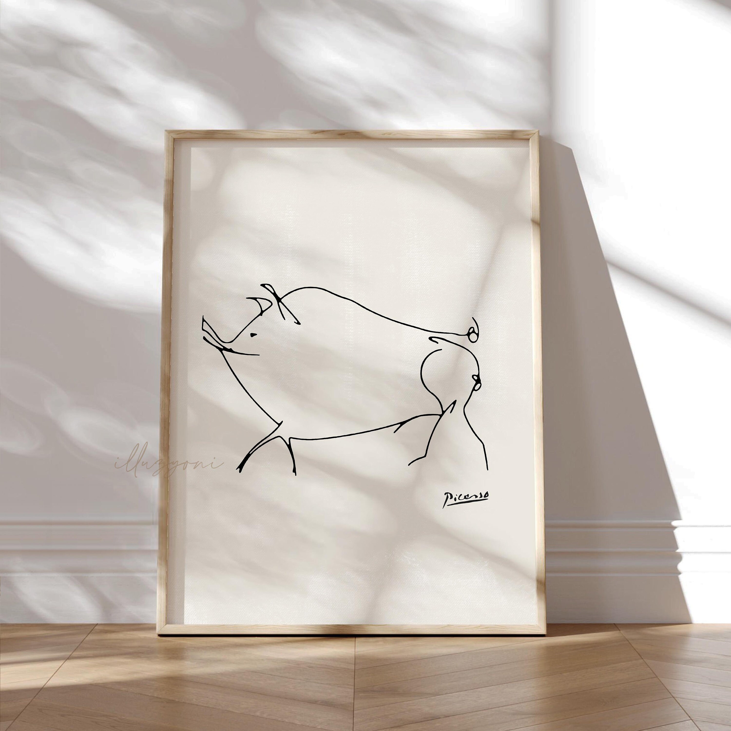 Picasso Pig Drawing, Printable Wall Art, Picasso Poster, Living Room ...