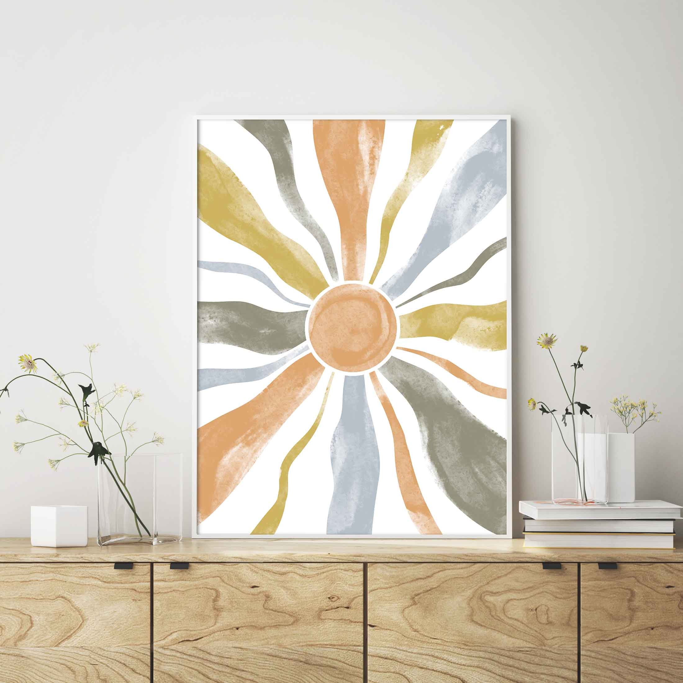 Boho Sun Print Printable Wall Art Nursery Print One Line - Etsy