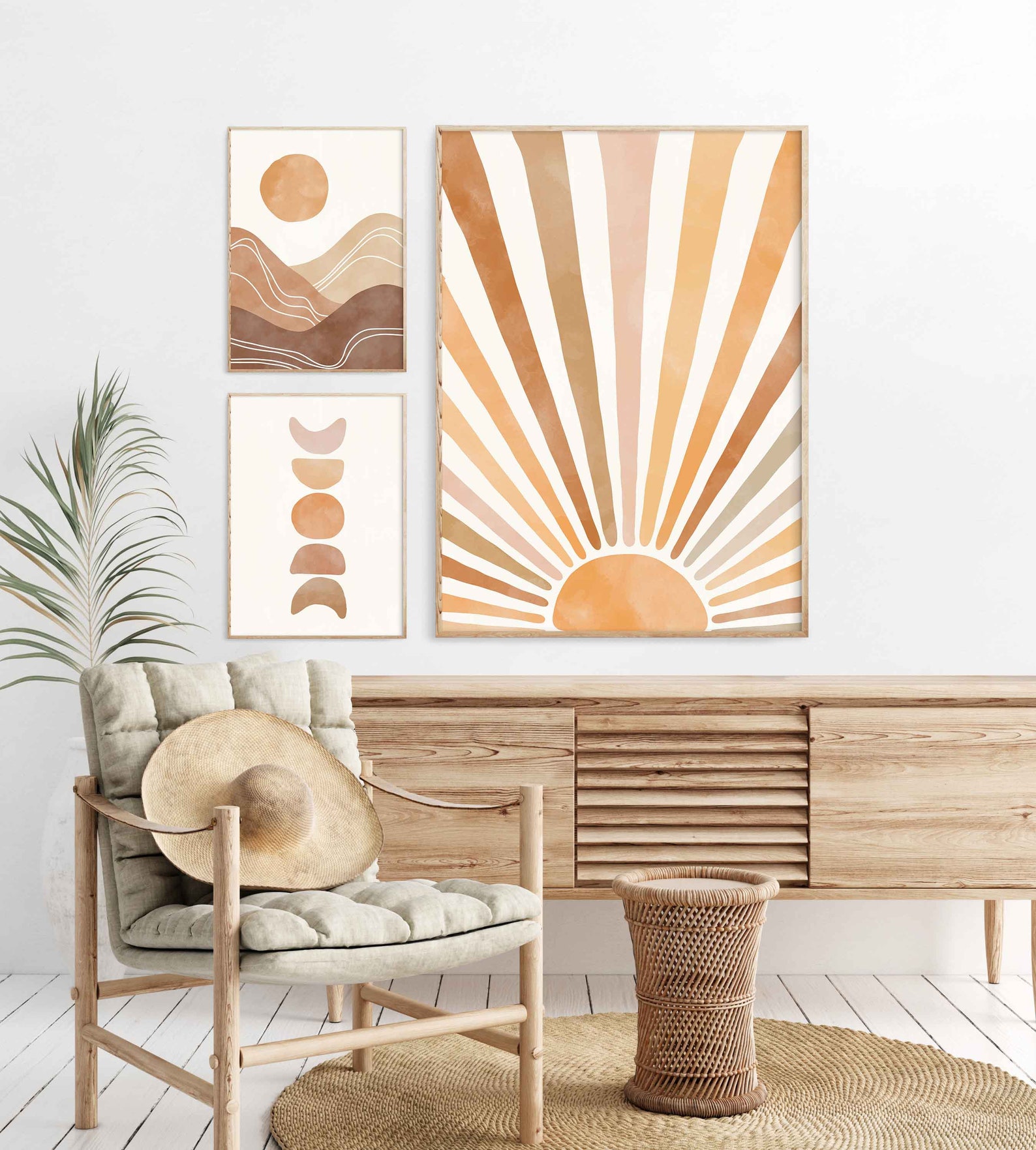 Boho Abstract Set of 3 Prints Printable Wall Art Boho Decor - Etsy